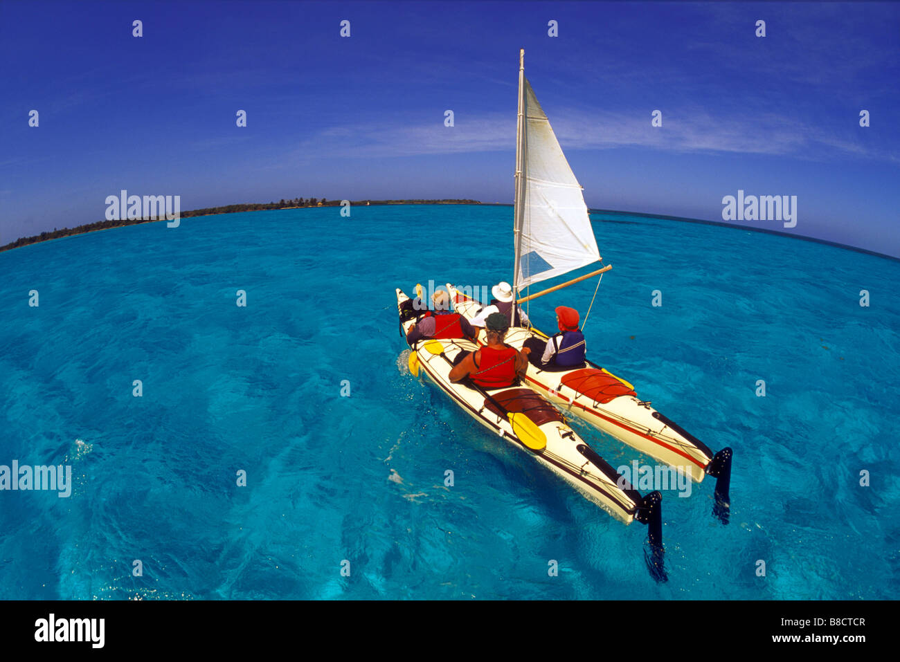 Kayakers Sailing towards Long Caye, Belize Stock Photo - Alamy