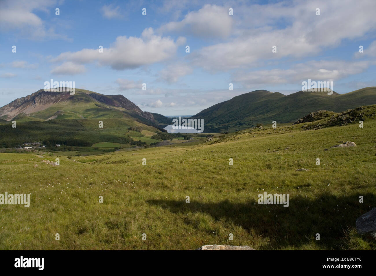 Nant y Betws valley and Llyn Cwellyn from the Rhyd Ddu path up Snowdon ...