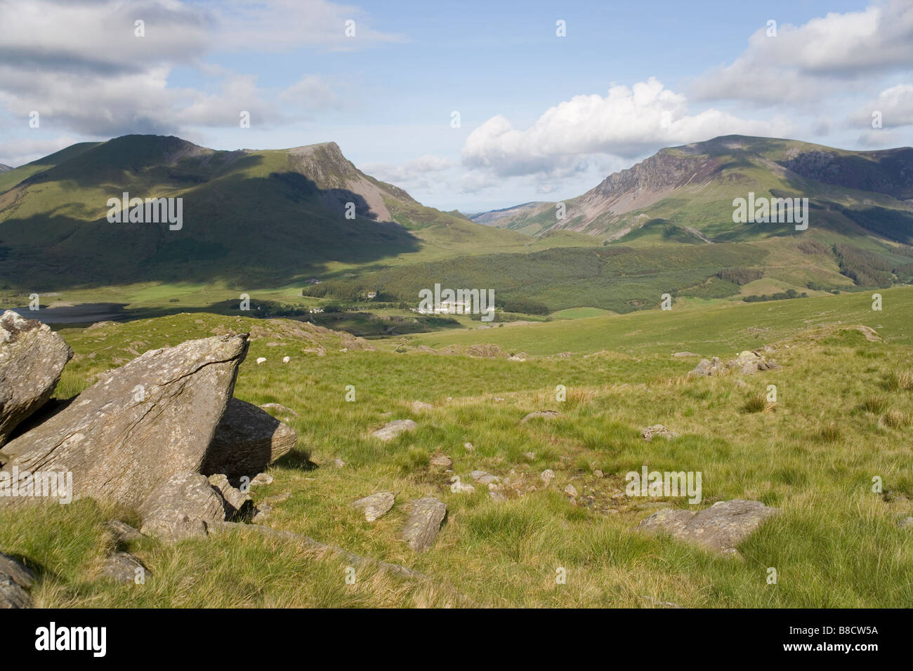 Rhyd Ddu village and the Nant y Betwys valley from the Rhyd Ddu path up ...