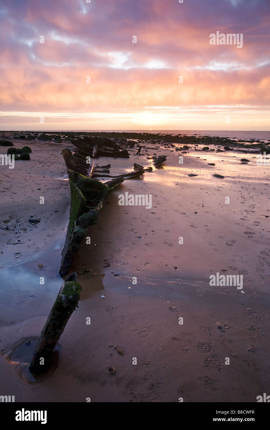 The shipwreck of the hull of the Sheraton captured at sunset on the ...