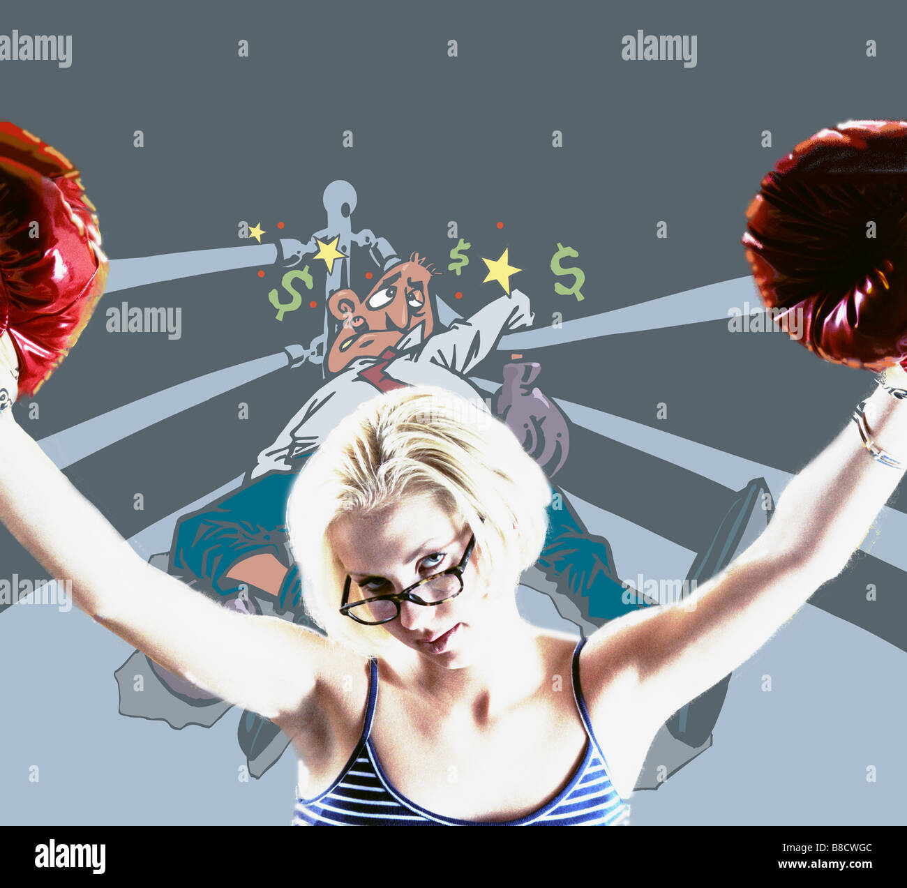 FV0992, Brian Milne; Photo-animation woman boxing ring Stock Photo - Alamy