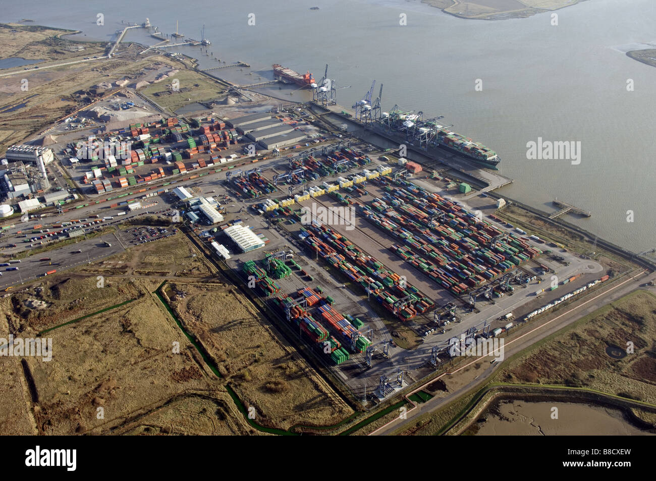 The Port of Thamesport UK viewed from the air Stock Photo - Alamy