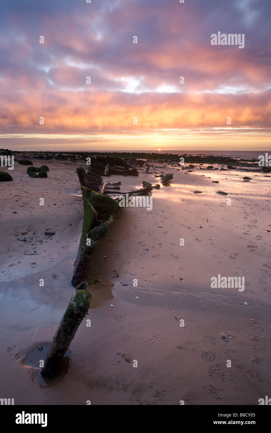 The shipwreck of the hull of the Sheraton captured at sunset on the ...