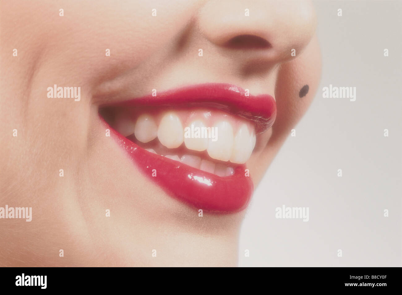 FV2163, Alan Marsh; WomanÌs lips close-up smiling Stock Photo - Alamy