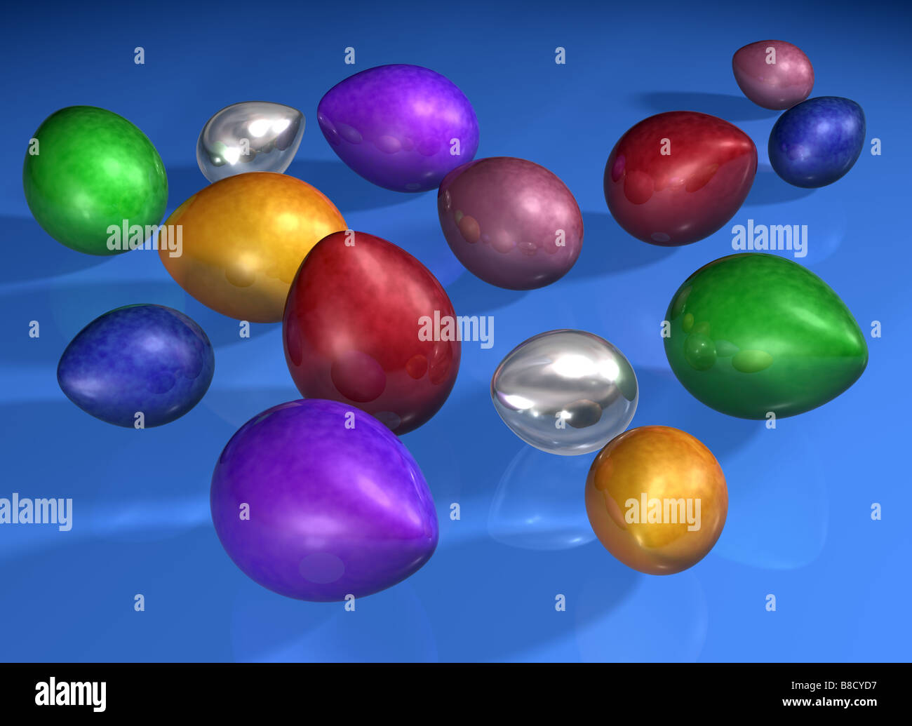 Illustration of various brightly colored shiny eggs Stock Photo - Alamy