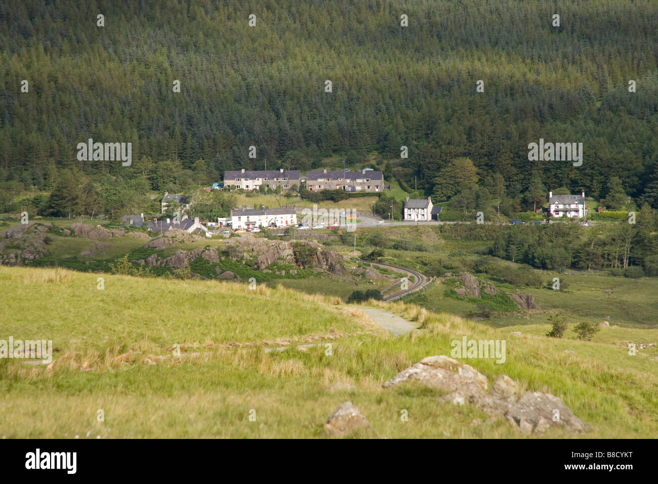 Rhyd Ddu village and the Nant y Betwys valley from the Rhyd Ddu path up ...