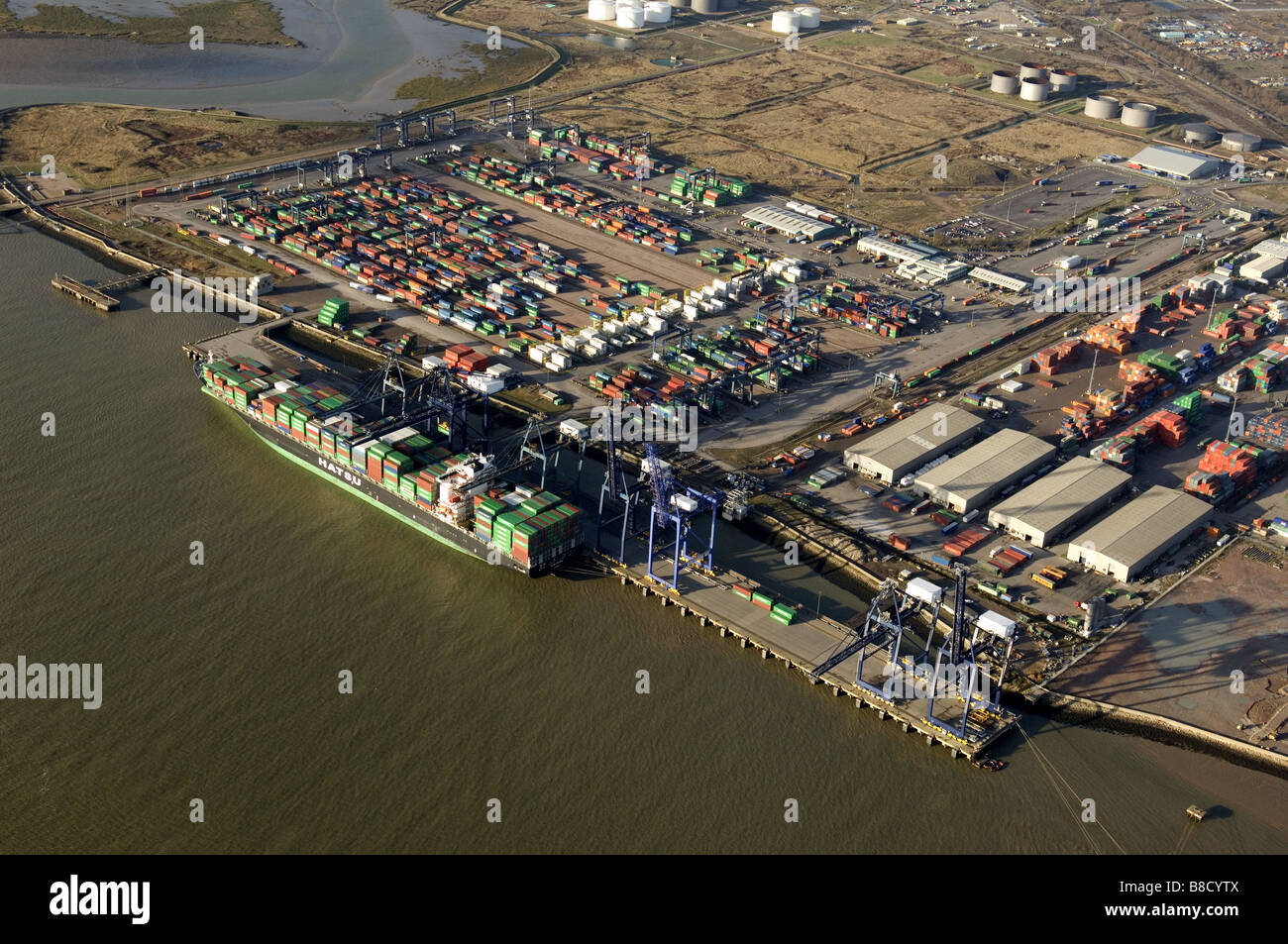 The Port of Thamesport UK viewed from the air Stock Photo - Alamy