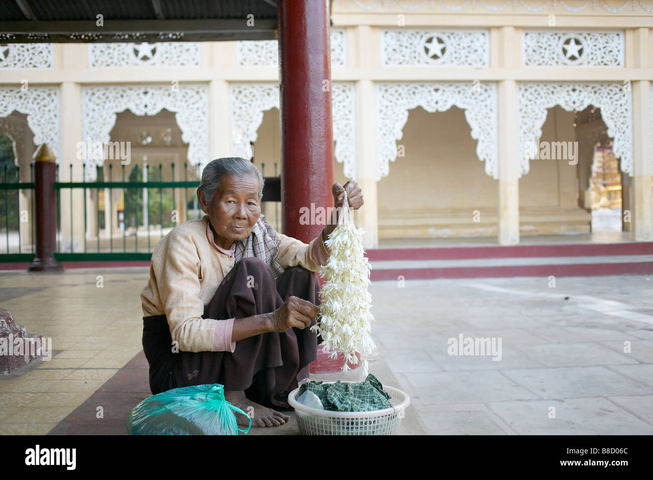 Elderly Woman Flowers, Bagan, Myanmar (Burma Stock Photo - Alamy