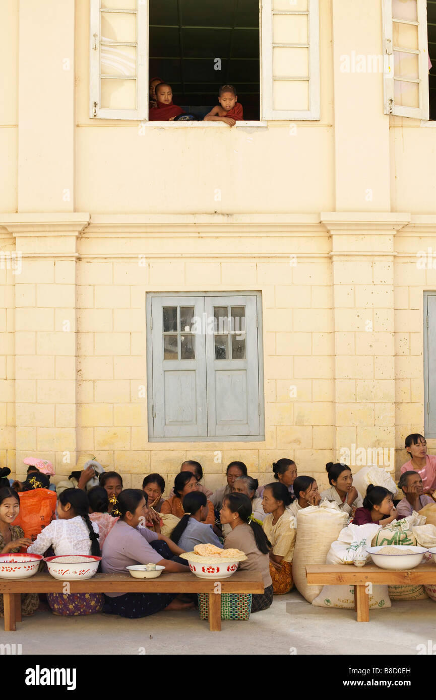 Women Food Outside Monk Monastery, Inle Lake, Myanmar (Burma Stock ...