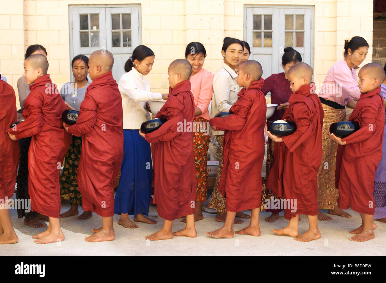 Young Monks Receiving Rice, Inle Lake, Myanmar (Burma Stock Photo - Alamy