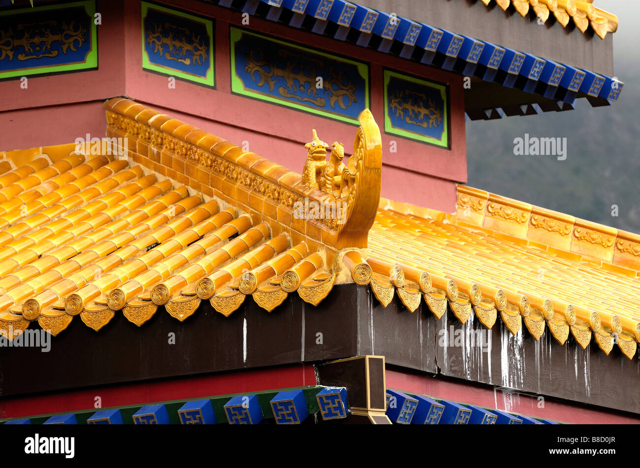 Decoration of a roof, Ngong Ping, Lantau Island, China Stock Photo - Alamy