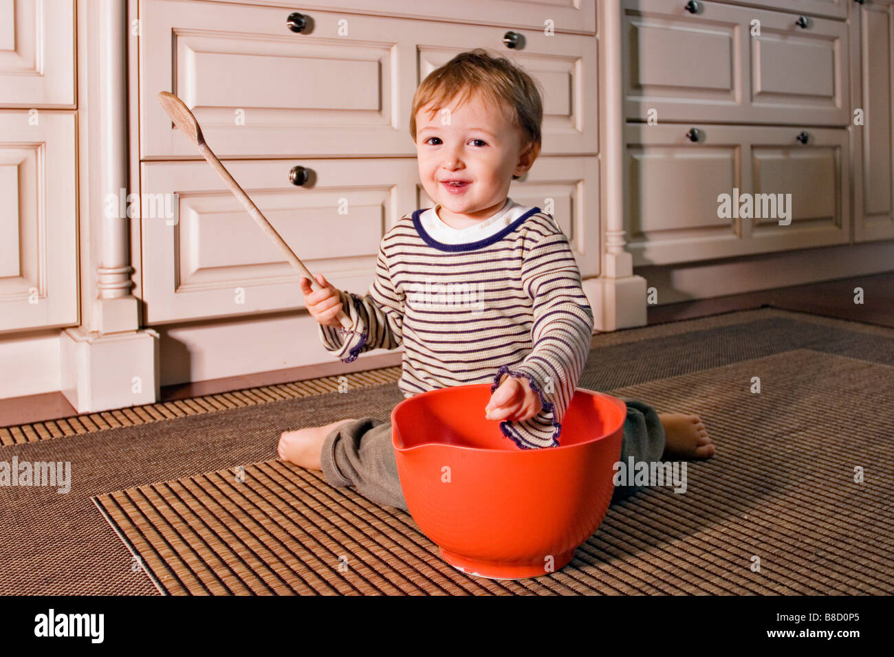Little Boy Playing Kitchen Stock Photo - Alamy