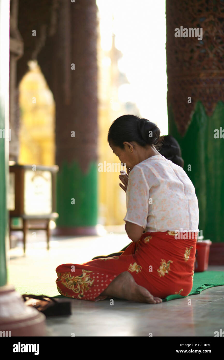 Woman Praying, Yangon, Myanmar (Burma Stock Photo - Alamy