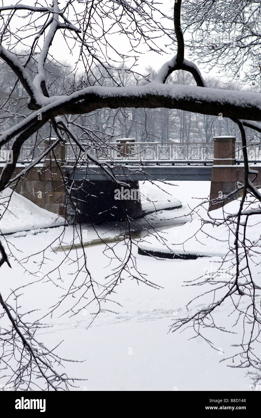 Bridge over small snowy river hi-res stock photography and images - Alamy