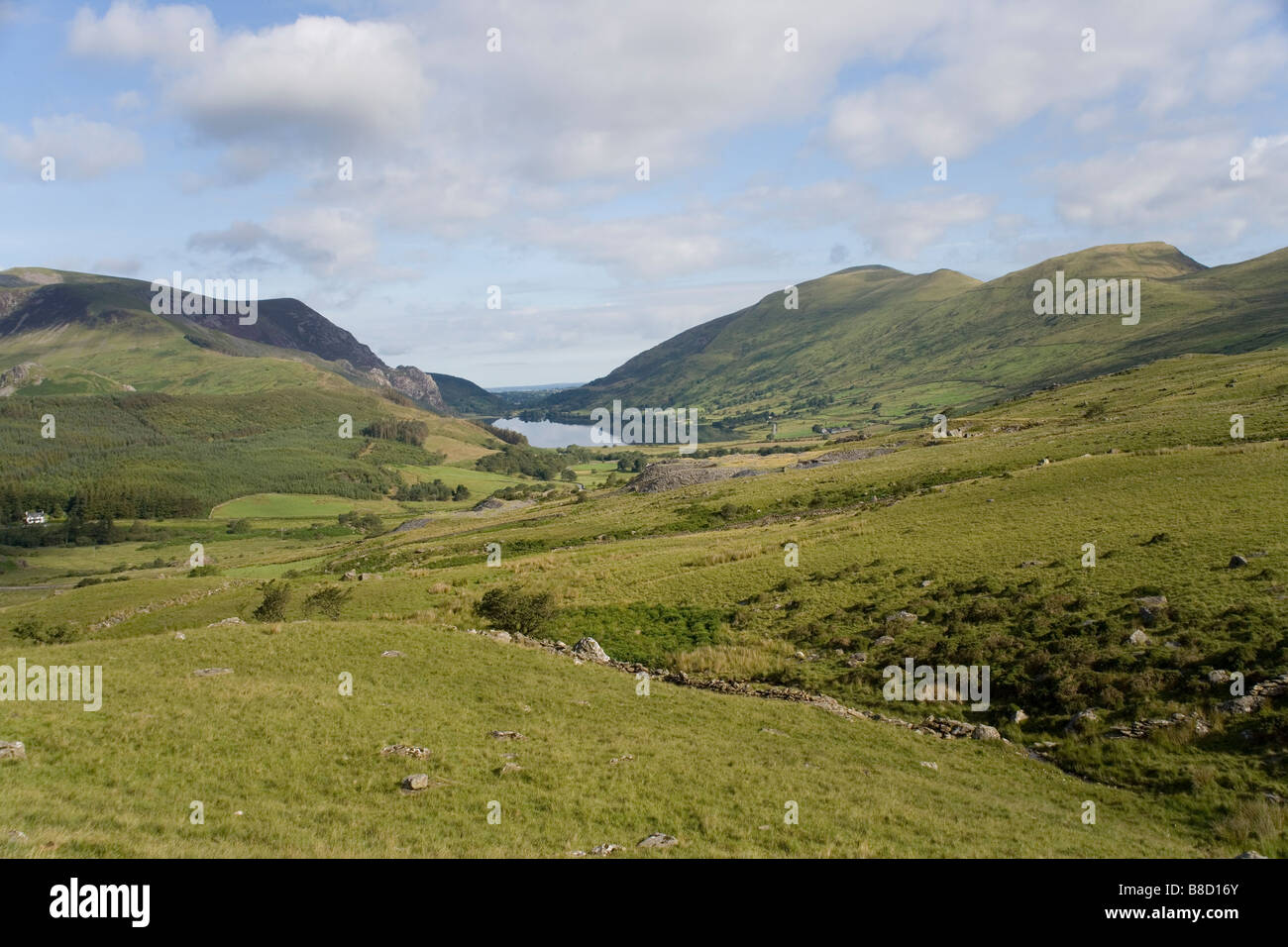 Nant y Betws valley and Llyn Cwellyn from the Rhyd Ddu path up Snowdon ...
