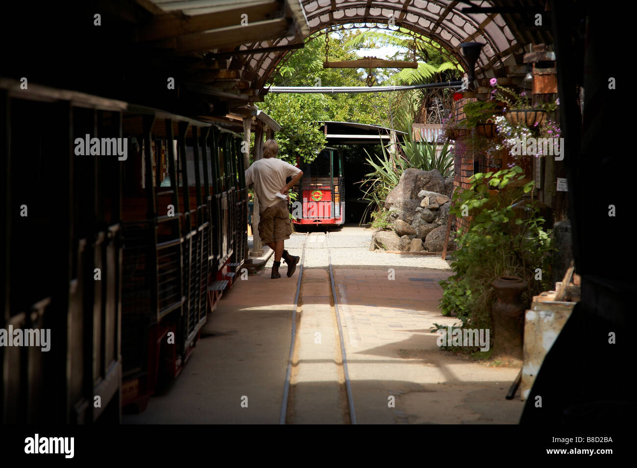 train in station at driving creek railway coromandel town new zealand ...