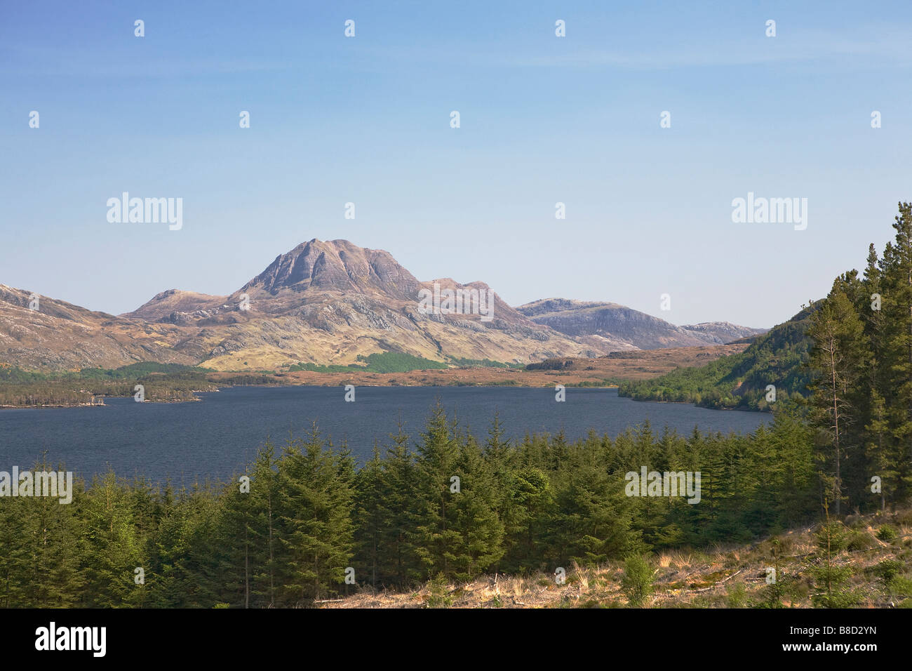 Slioch, classic view from across Loch Maree, Wester Ross, Scottish ...