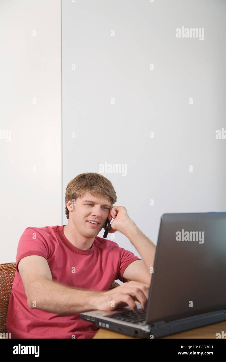 Man Working Laptop Computer Stock Photo - Alamy