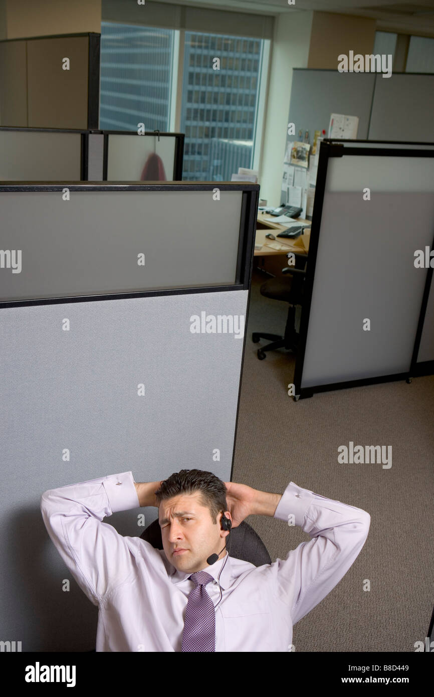 Man Resting Cubicle Stock Photo - Alamy