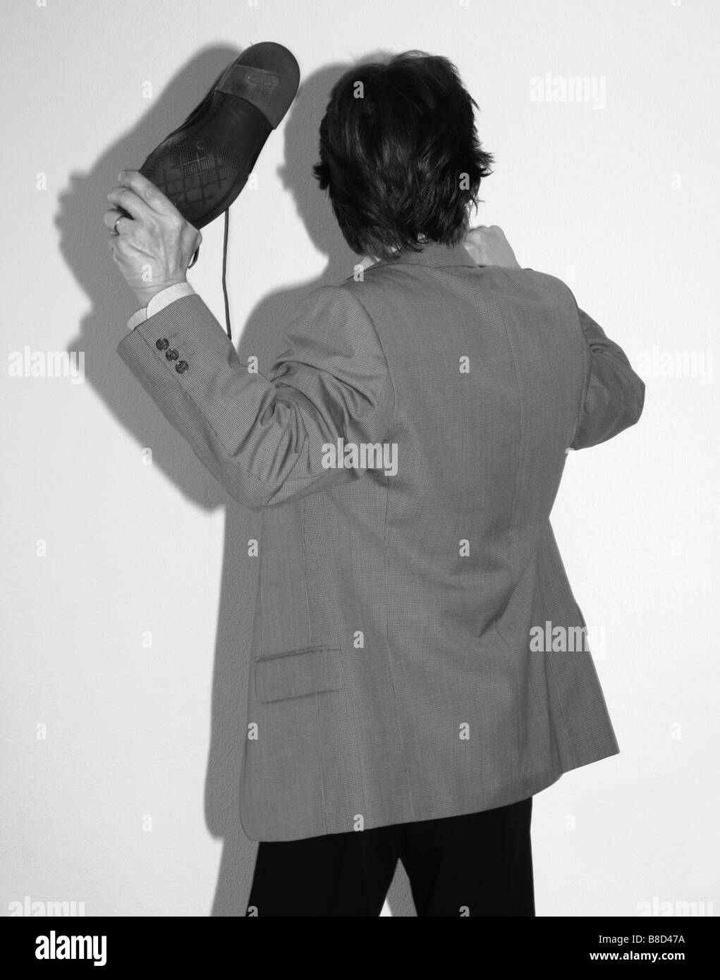 Image portraying the action of throwing a shoe, Arab insult Stock Photo ...