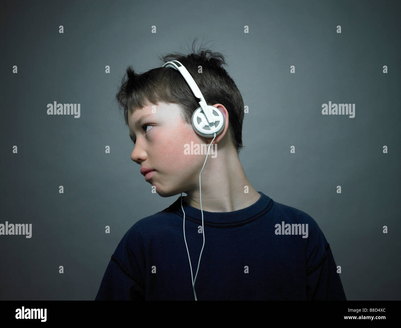 Young boy Wearing Headphones Stock Photo - Alamy