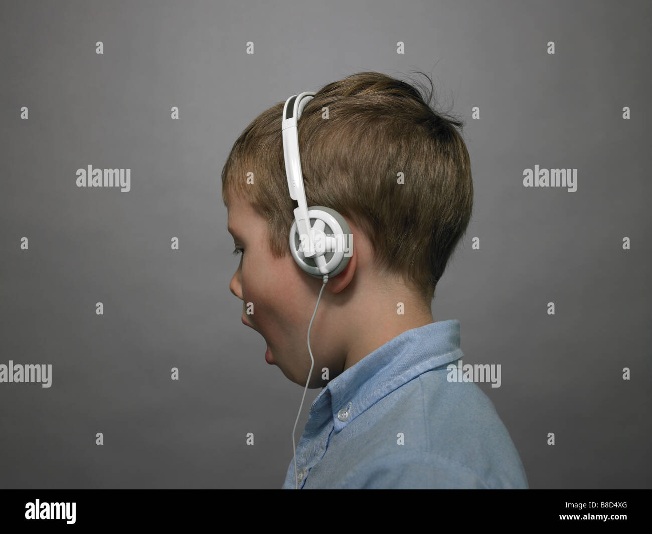 Young boy Wearing Headphones Stock Photo - Alamy