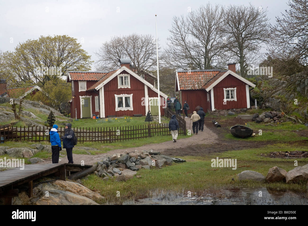 American tourists at Bullero Island at Swedish Archipelago Sweden ...