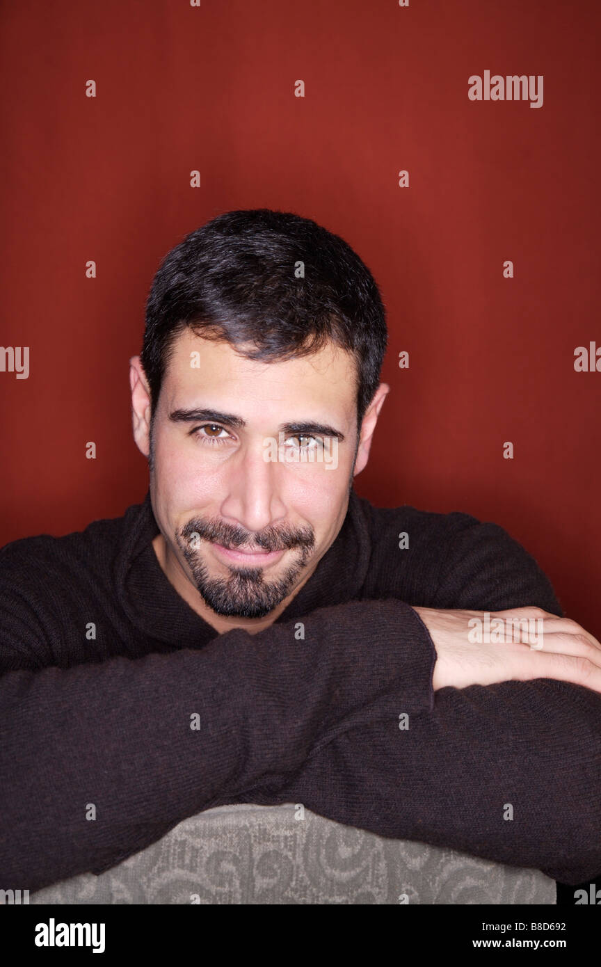 Portrait Man Red Background Stock Photo - Alamy