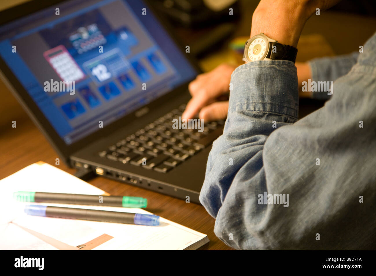 Man at computer Stock Photo - Alamy