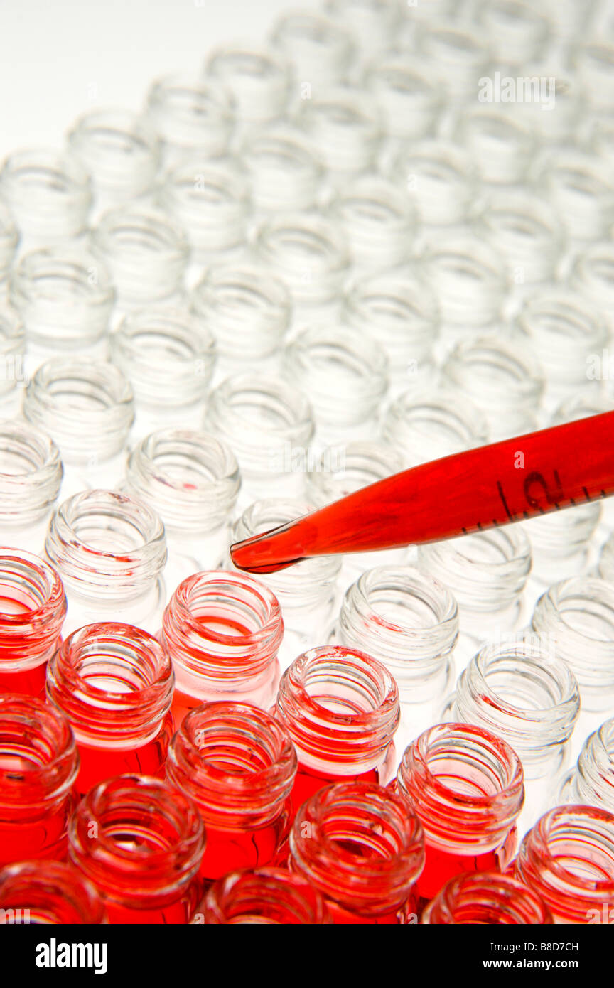 Glass vials in science lab Stock Photo - Alamy