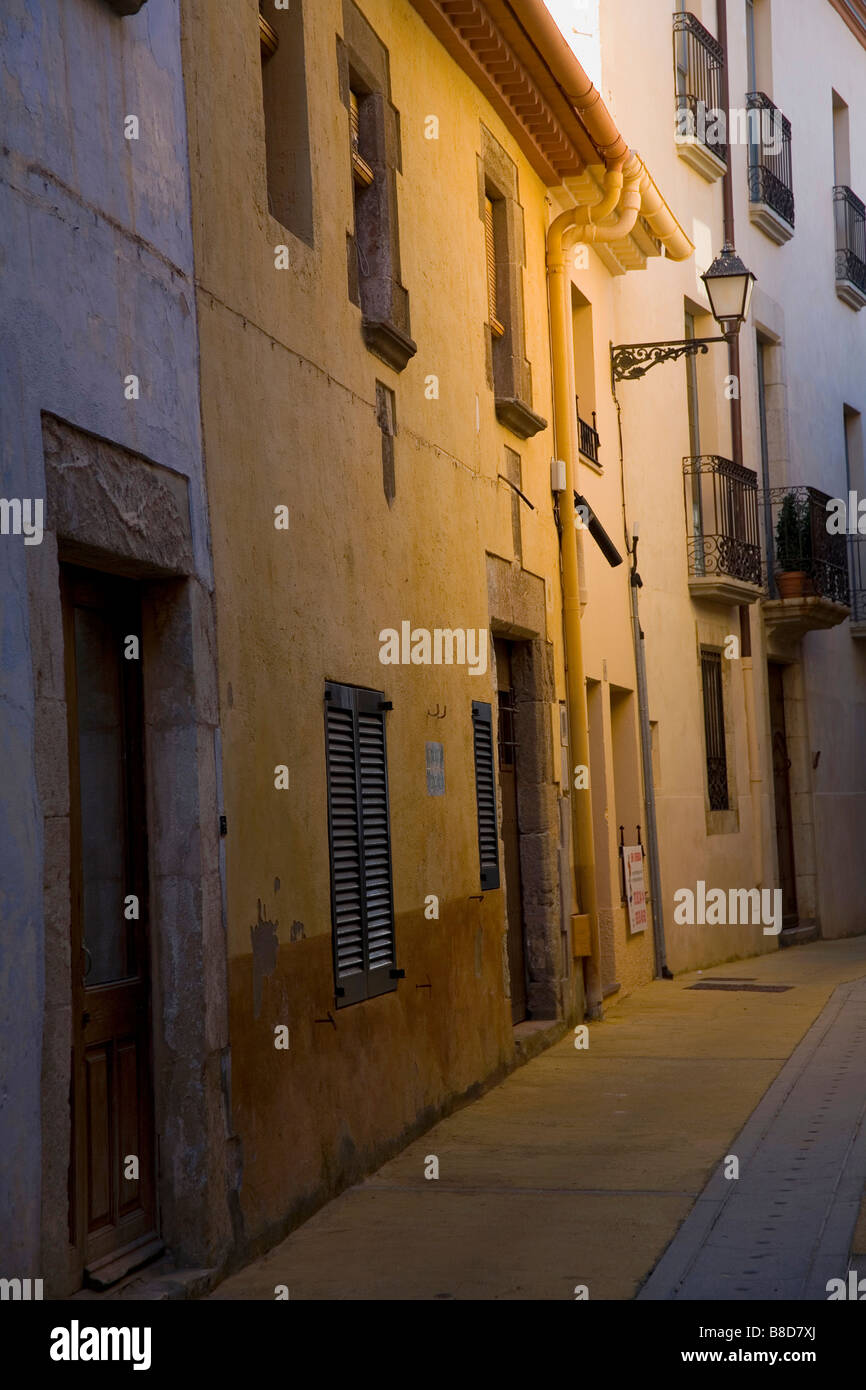 Colorful architecture in the small coastal town of Begur in the Costa ...