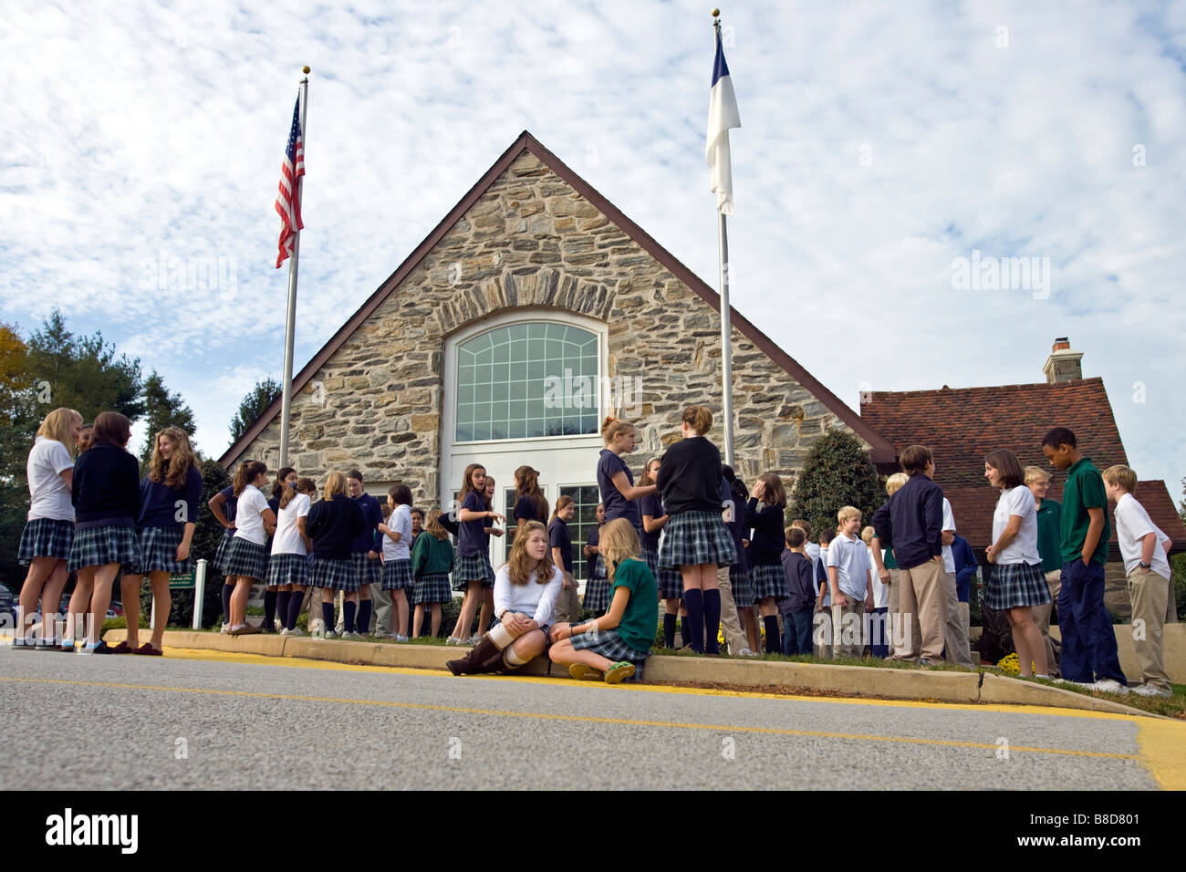 Flagpole school hi-res stock photography and images - Alamy