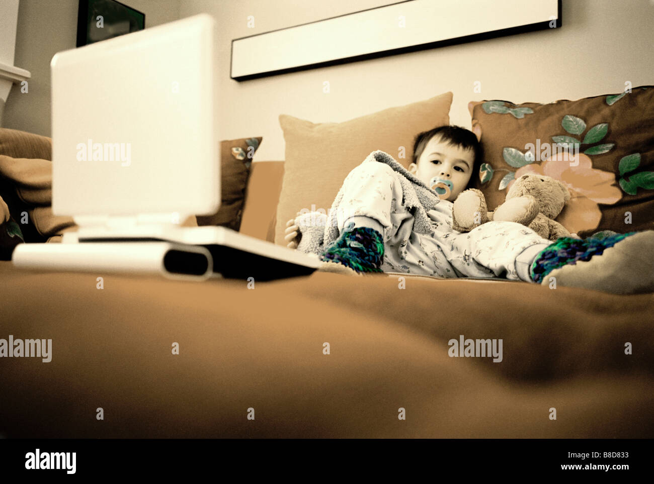 Boy Watching Portable Dvd Player Stock Photo - Alamy