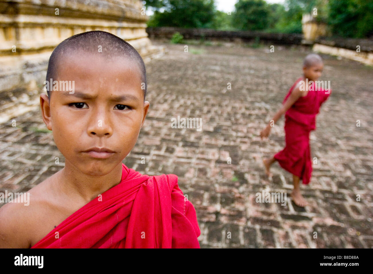 Young Burmese Monk Outside Temple, Bagan, Myanmar Stock Photo - Alamy