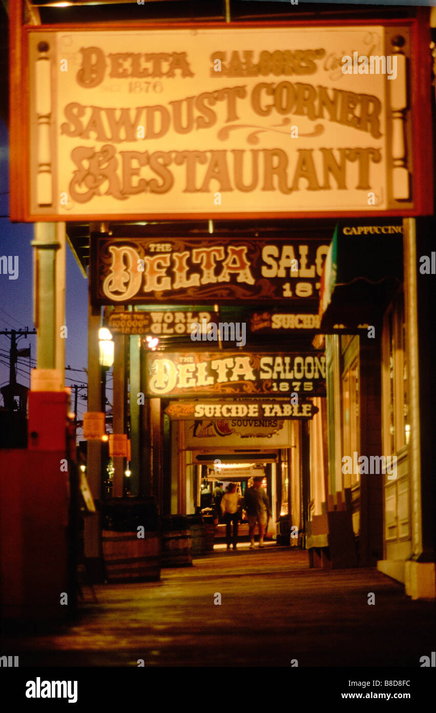 Boardwalk Signs Dusk, Virginia City, Nevada Stock Photo - Alamy