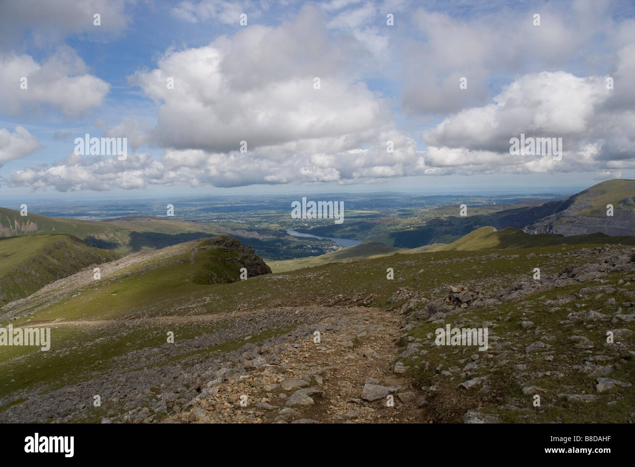 Llanberis from the Snowdon Ranger path up Snowdon, Snowdonia, North ...