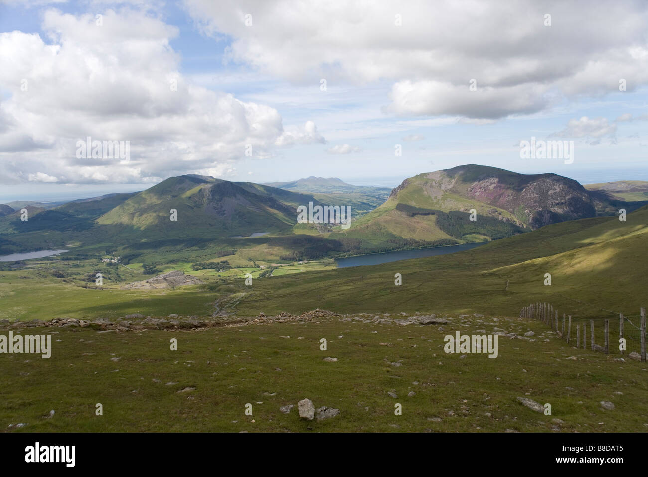 Nant y Betws valley and Llyn Cwellyn from the Snowdon Ranger path up ...