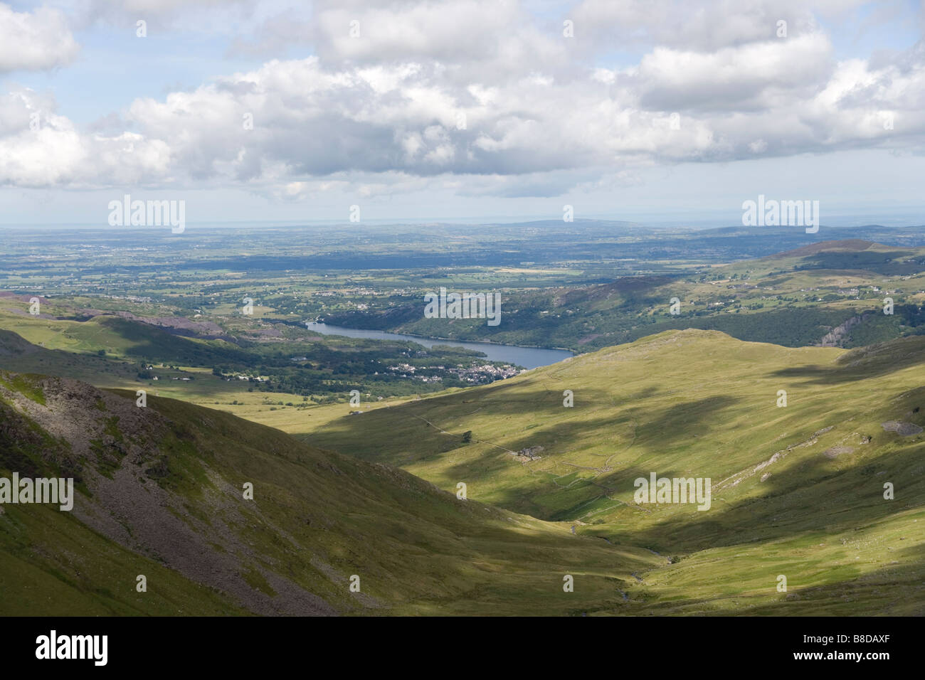Llanberis from the Snowdon Ranger path up Snowdon, Snowdonia, North ...