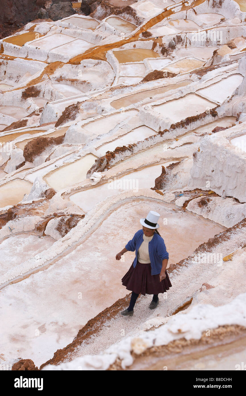salt pans at Salinas, nr Urubamba, Sacred Valley, nr Cusco, Peru Stock ...