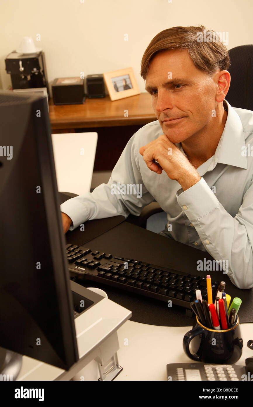 Man Sitting Home Computer Stock Photo - Alamy