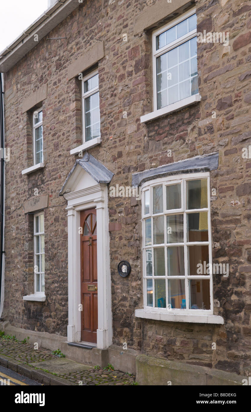 Terraced house with bowed bay window in Crickhowell Powys Wales UK ...