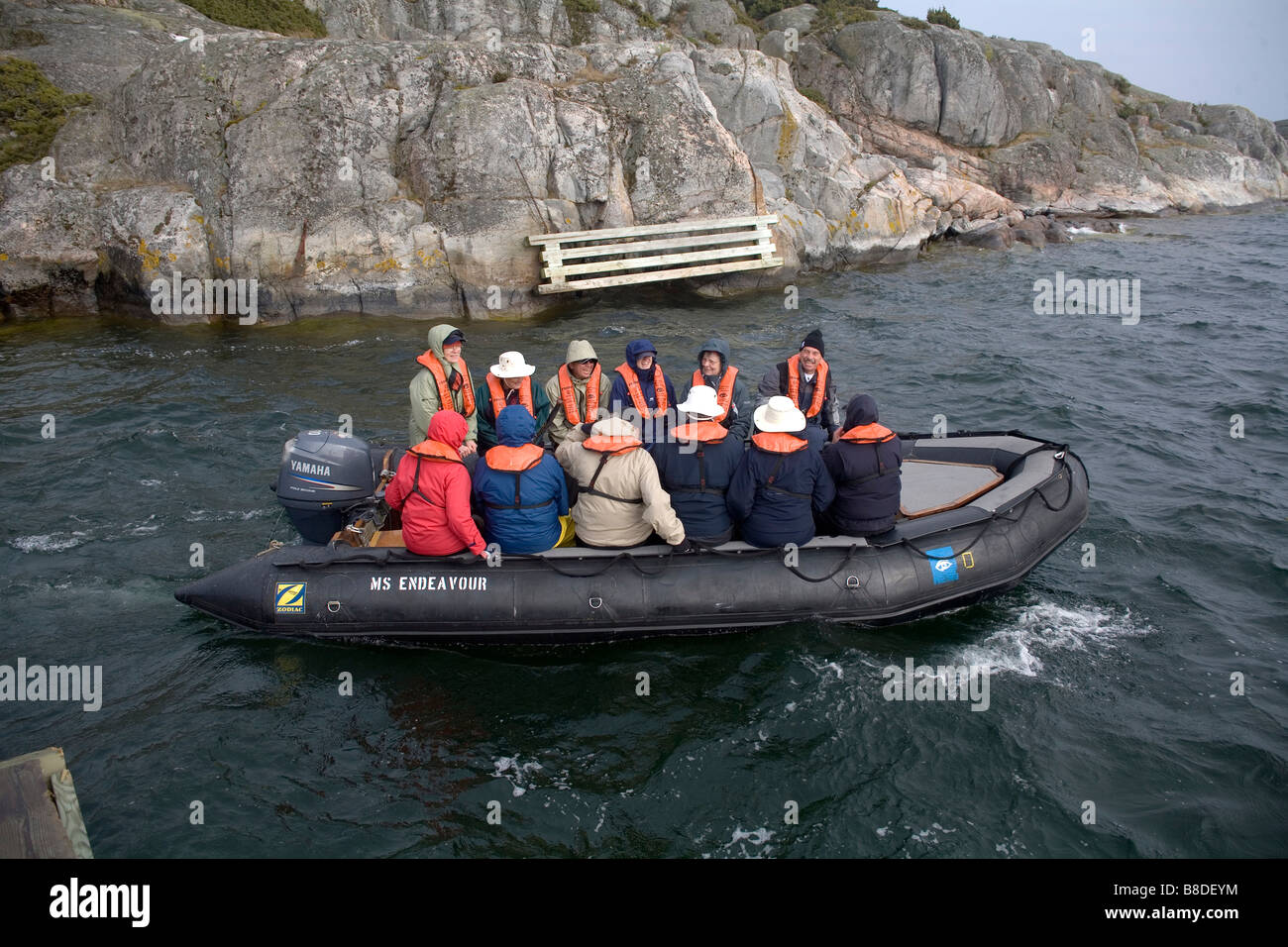 American tourists at Bullero Island at Swedish Archipelago Sweden ...