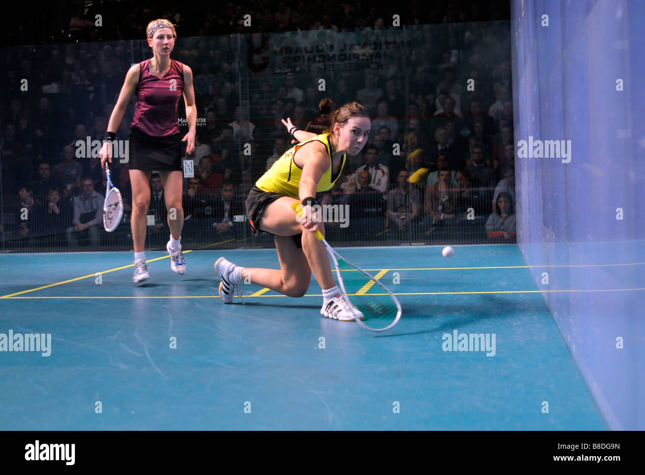 jenny duncalf plays a backhand shot against Alison Waters in the final ...