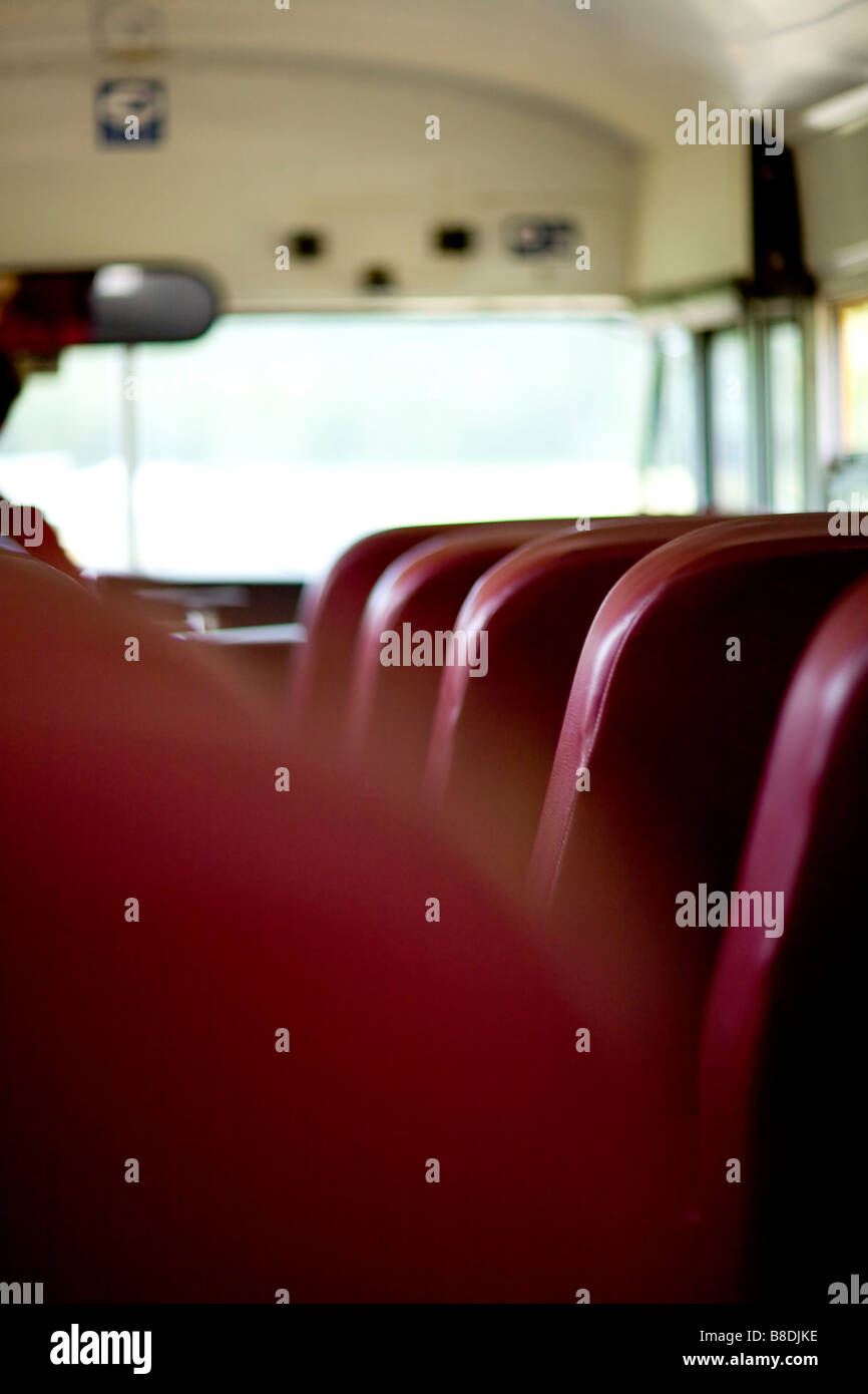 Rows of seats in school bus, Cypress Hills, Saskatchewan, Canada Stock ...