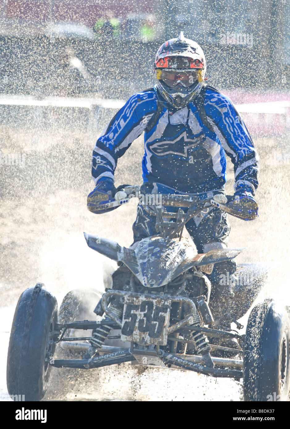 Competitor riding a quad bike at the Weston Beach Race, Weston-Super ...