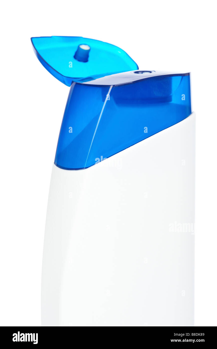 Plastic bottle with soap or shampoo opened isolated on white background ...