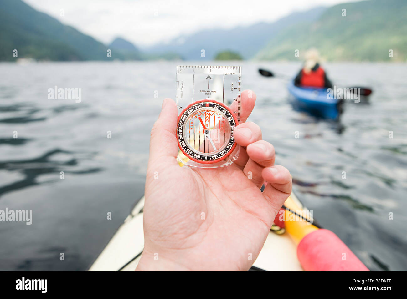 Kayaker with compass Stock Photo - Alamy