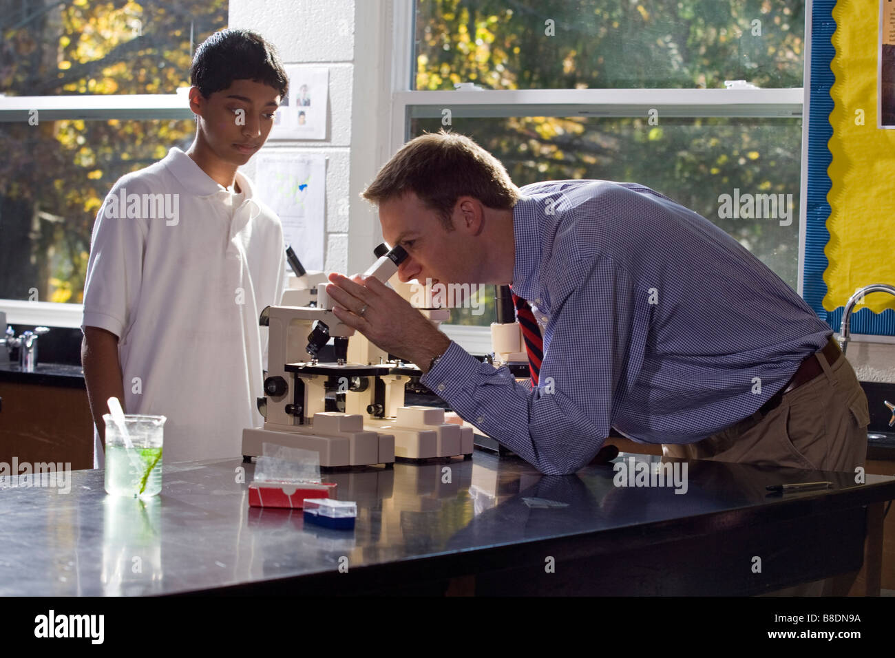 High school science classroom Stock Photo - Alamy