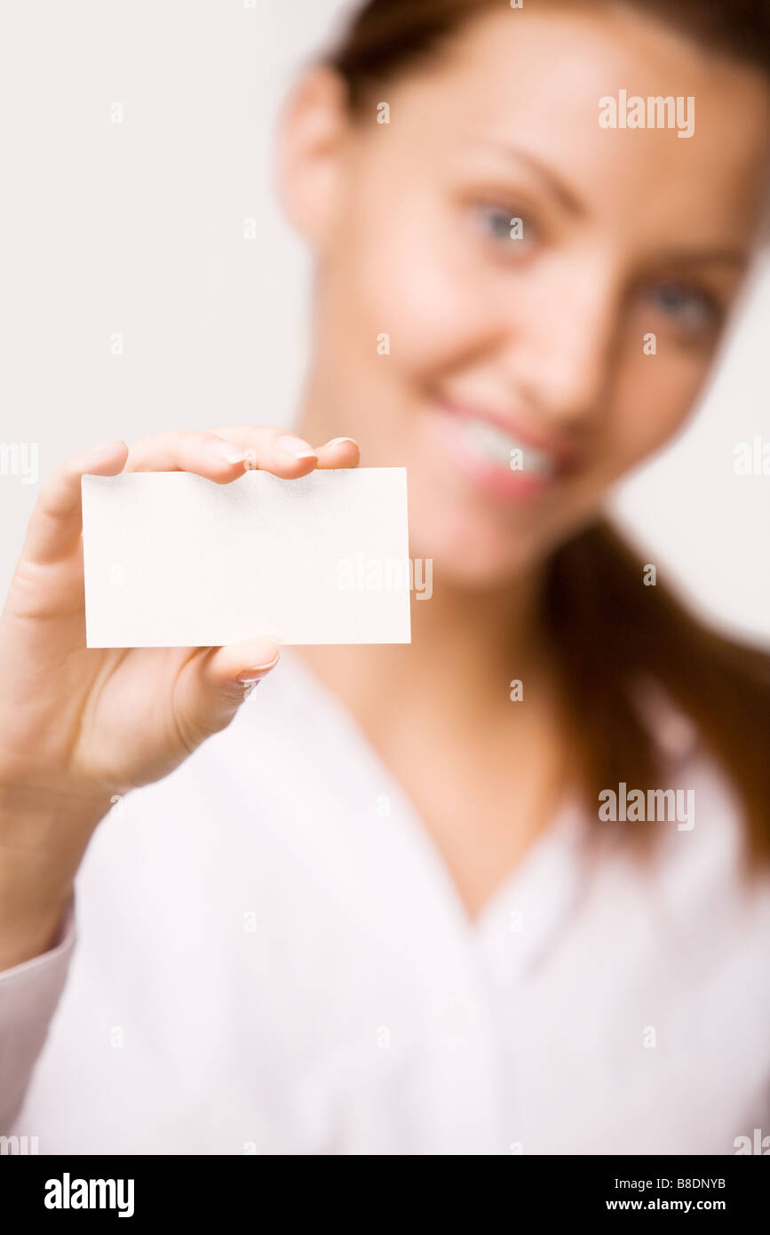 A girl holds a card Stock Photo - Alamy