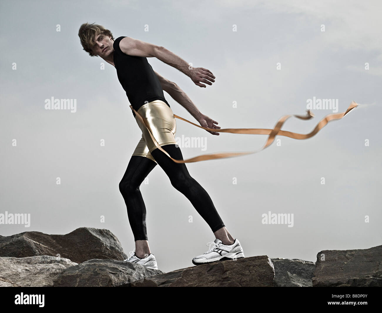 Man looking over shoulder running hi-res stock photography and images ...